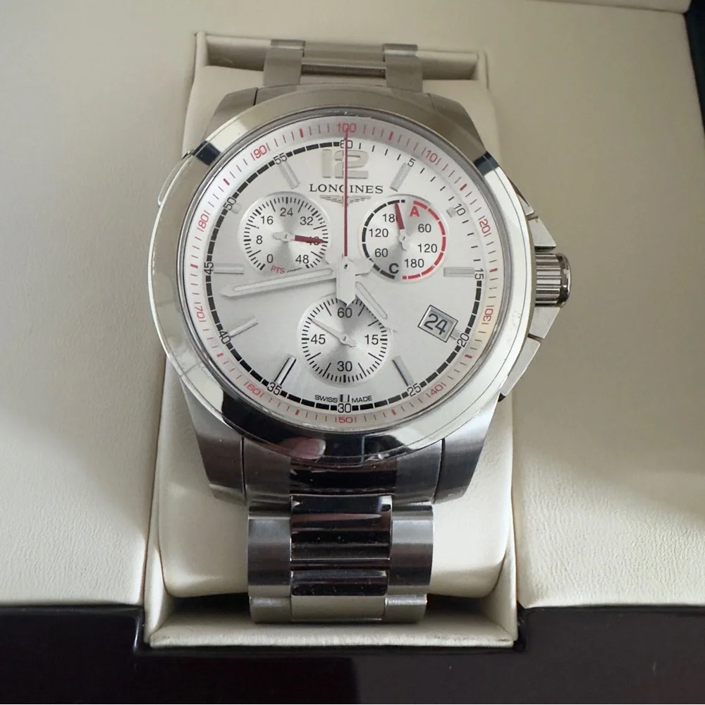 Longines | Accessories | Longines Silver Stainless Steel Chronograph ...
